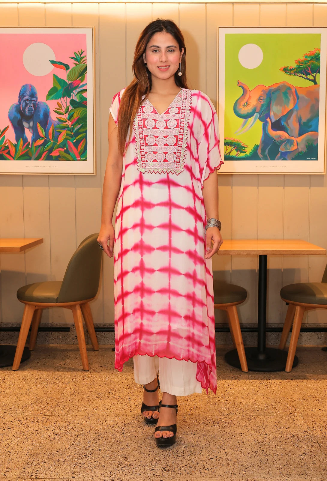 Deli Dye Dream - Tie Dyed Kaftan with Hand Embroidery – Destiny By Anjali